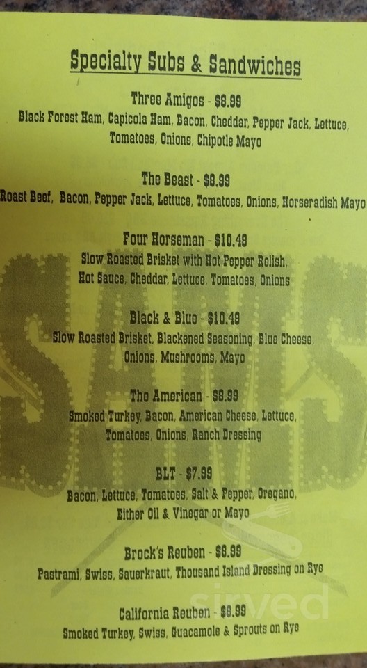 Menu - Norfolk VA's Sam's Texas Sub Shop | Sirved