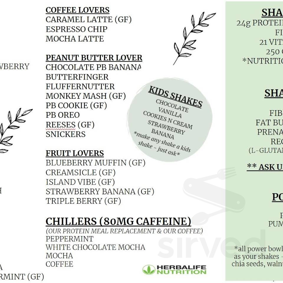 Menu for Nourished in Manchester, NH | Sirved
