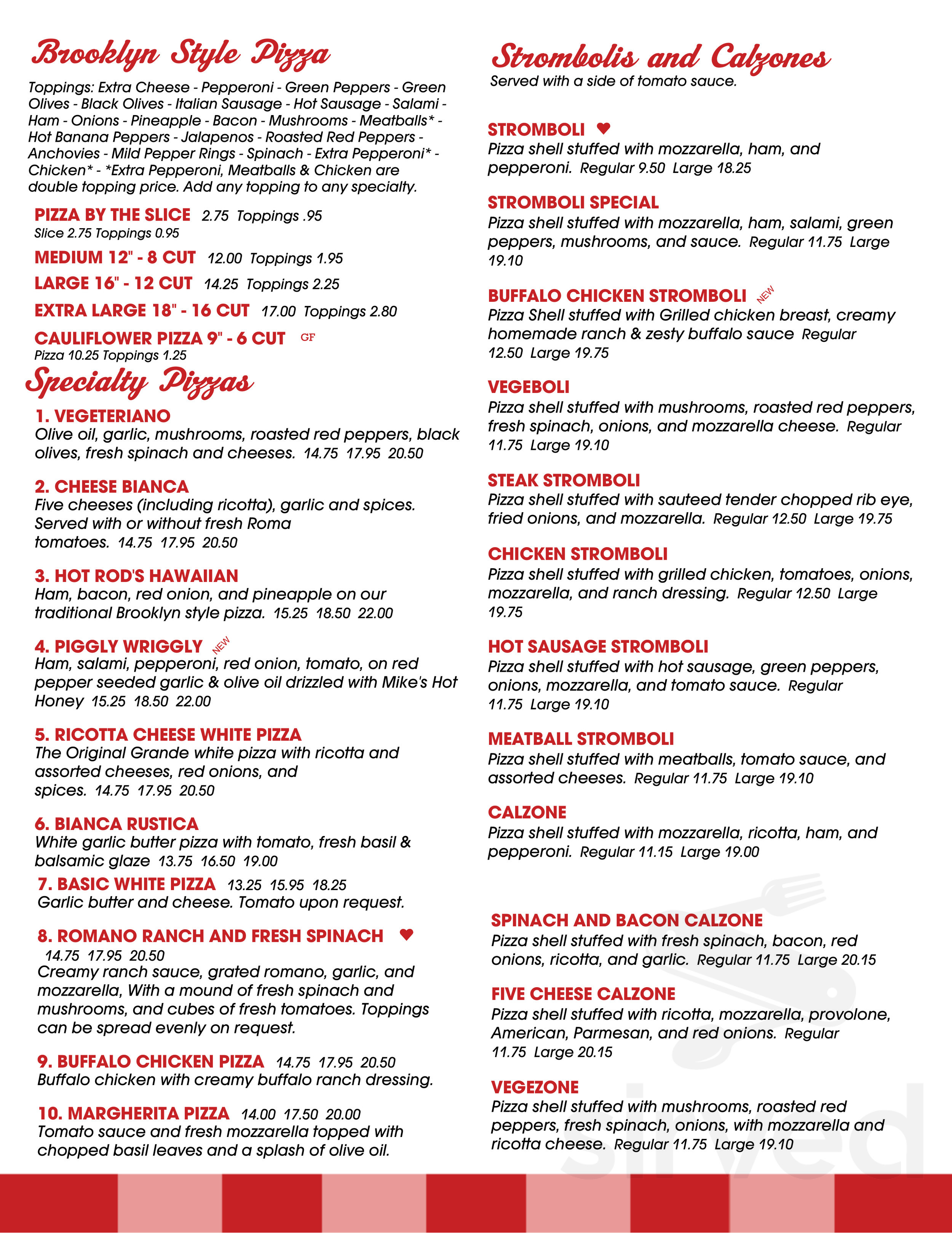 Grand Slam Lounge menu in McMurray, Pennsylvania, USA