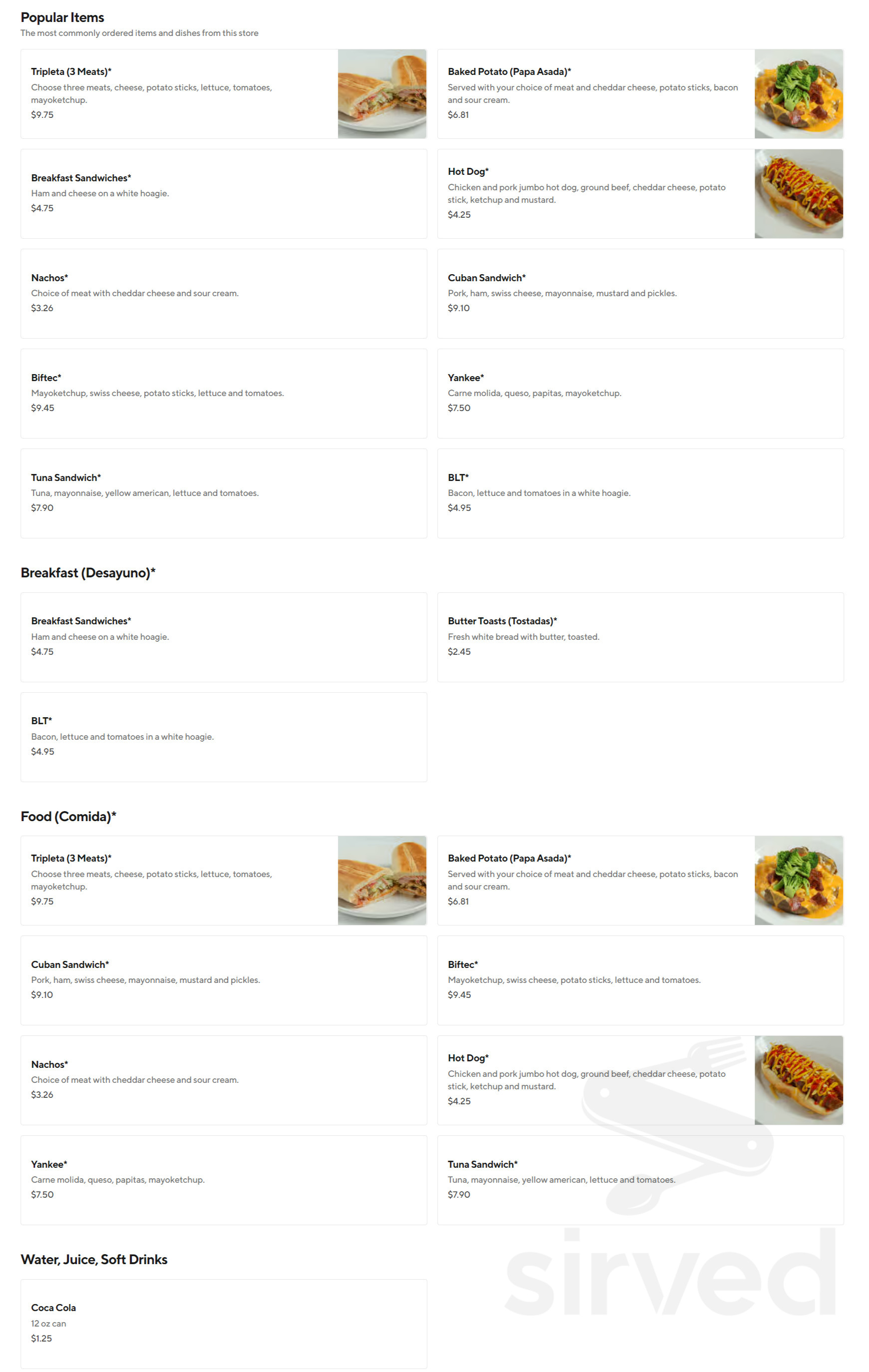 Borikén Foods Co. menu in Kissimmee, Florida, USA