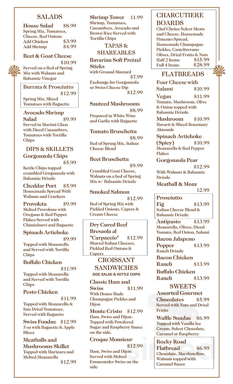 Stirling Wine menu in Dunedin, Florida, USA