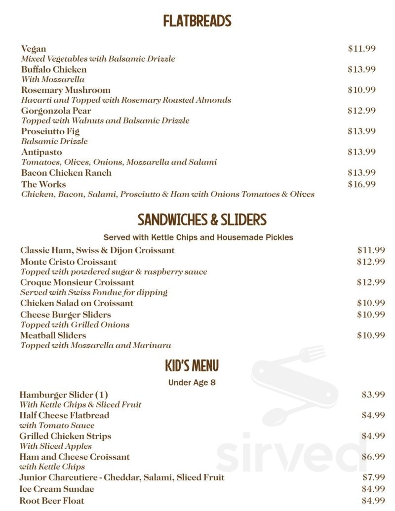 Stirling Wine menu in Dunedin, Florida, USA