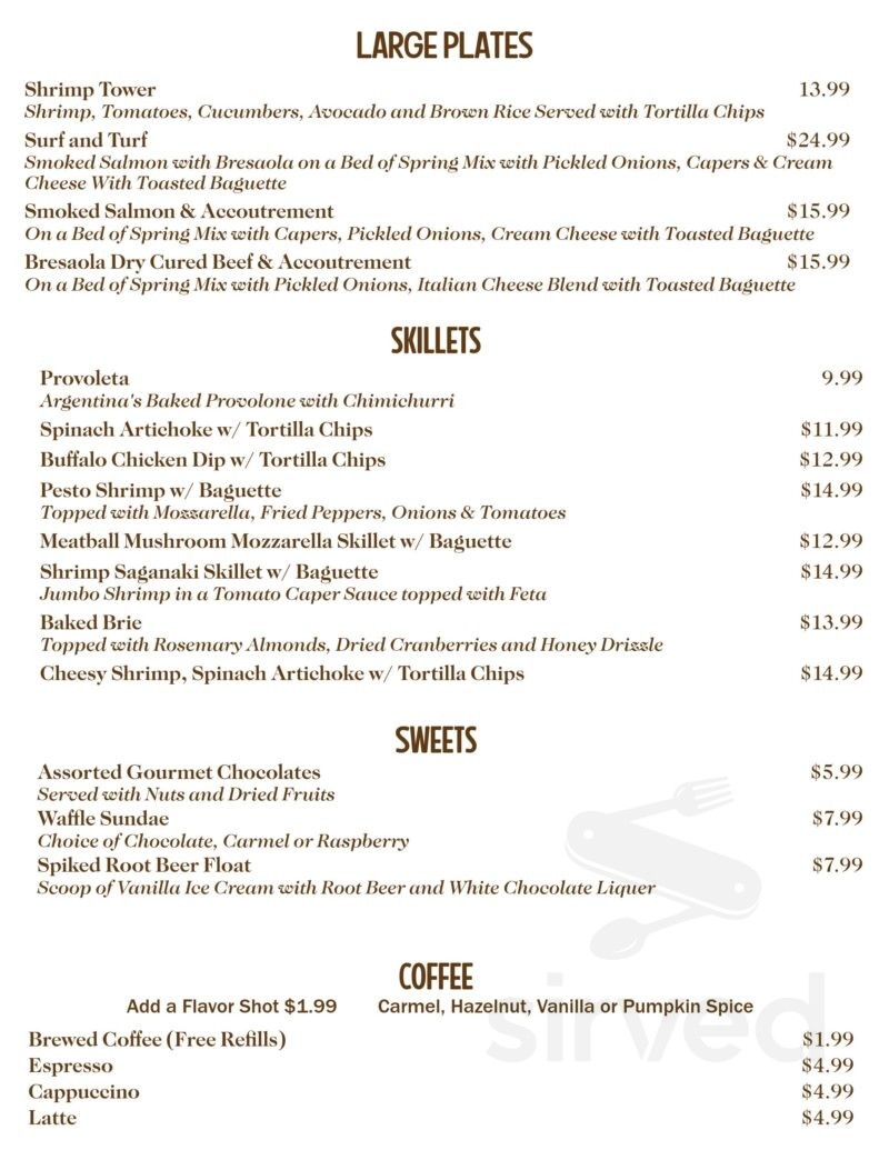 Stirling Wine menu in Dunedin, Florida, USA