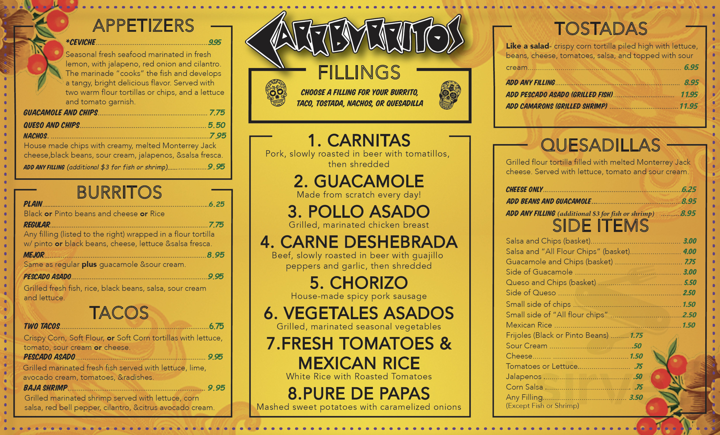 Menu - Davidson NC's Carrburritos in Davidson | Sirved