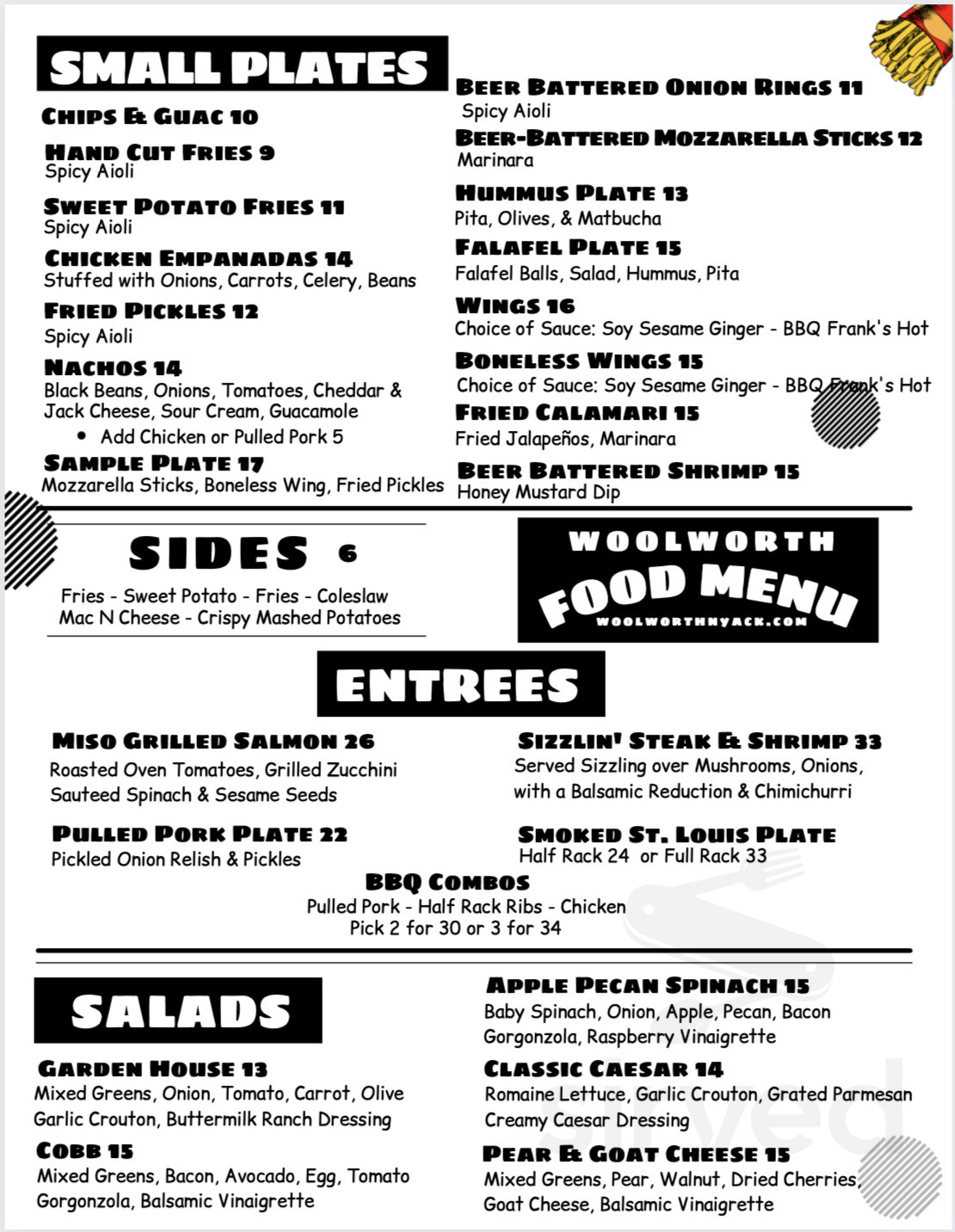 Woolworth Nyack menu in Nyack, New York, USA