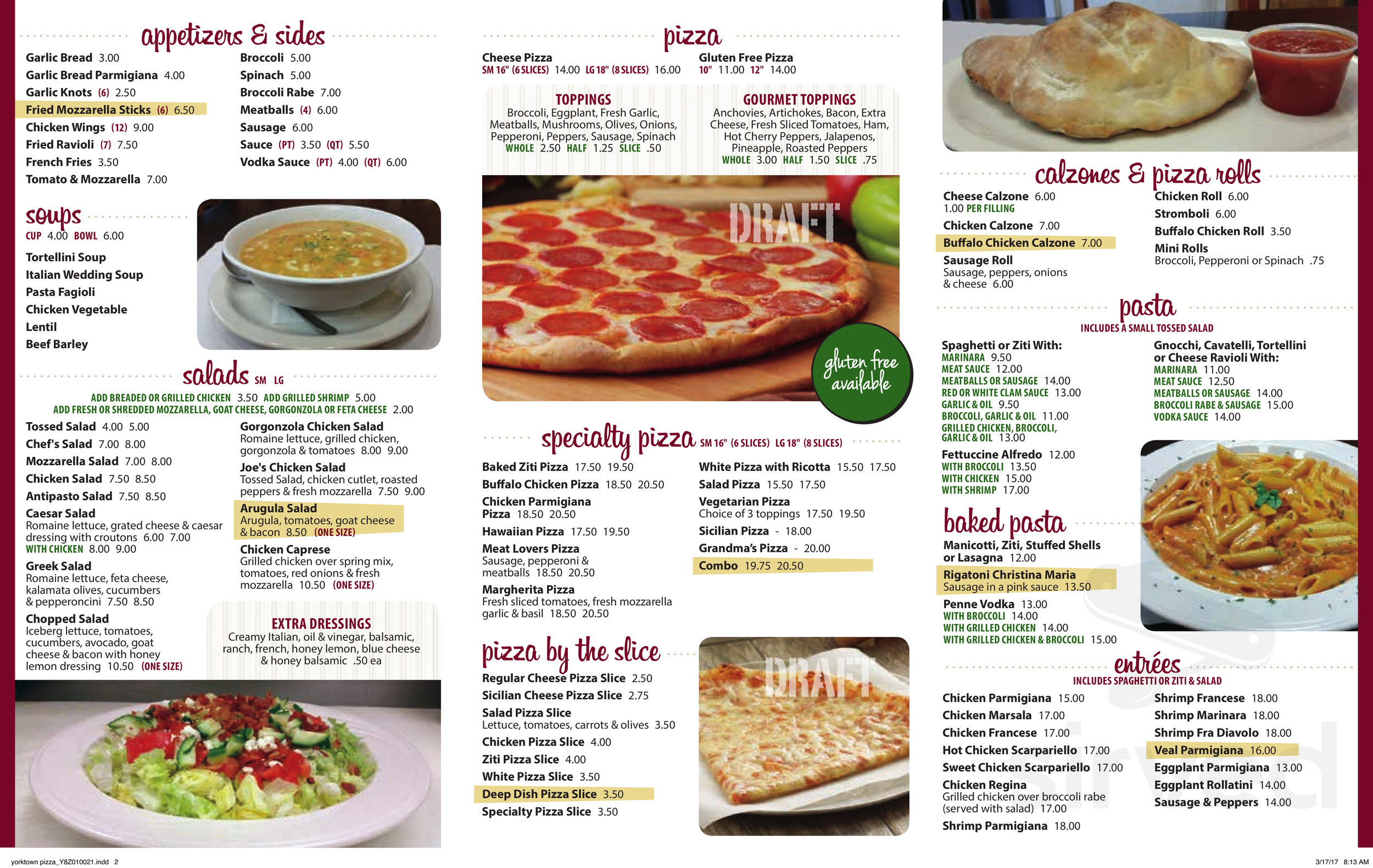 Menu - Yorktown Heights NY's Yorktown Pizza and Pasta | Sirved
