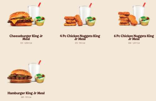 Burger King menu in Jacksonville, Florida, USA