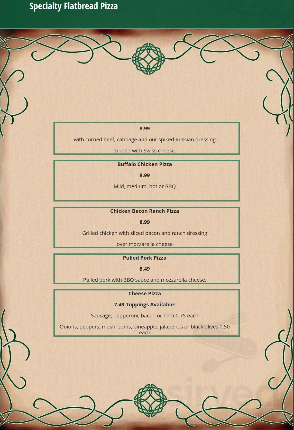 Menu - Schenectady NY's Katie O'Byrnes Restaurant | Sirved