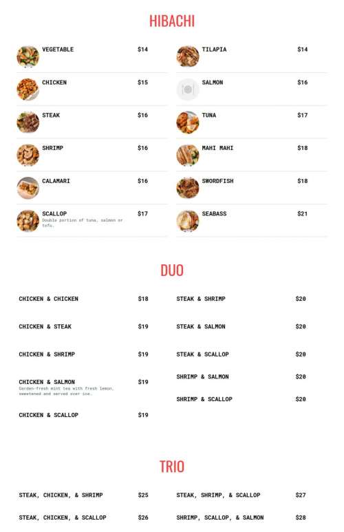 Nippon Hibachi Express menu in Mechanicsburg, Pennsylvania, USA