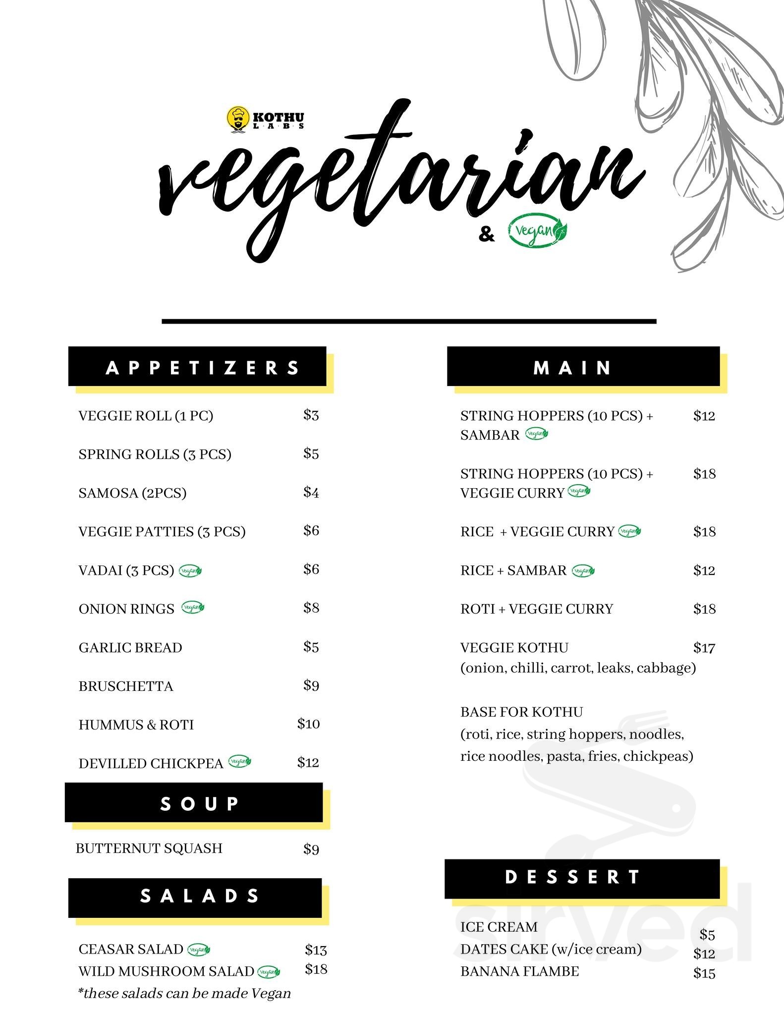 KOTHU LABS PERTH menu in Perth, Ontario, Canada