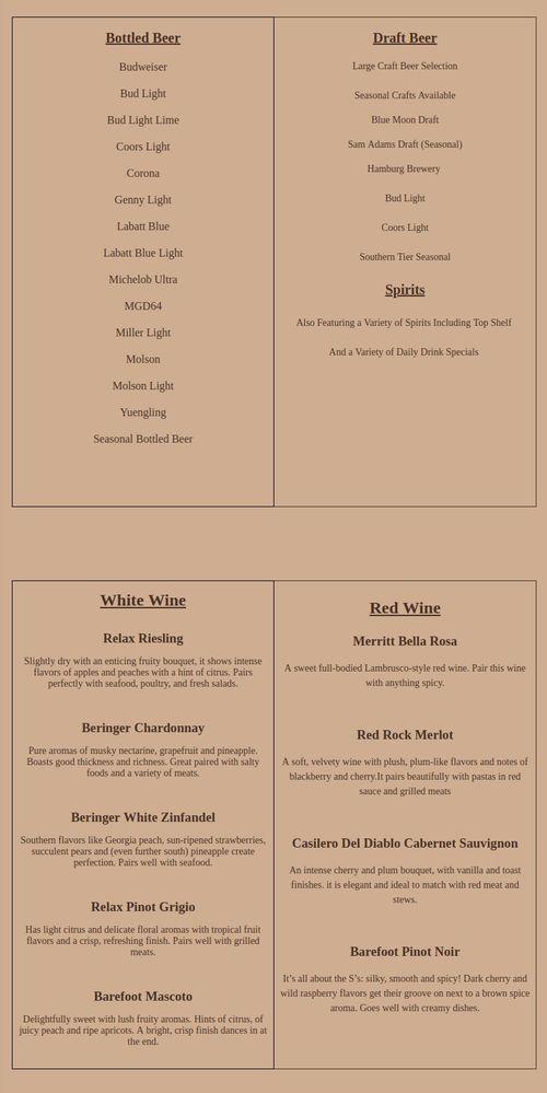 Sunset Bay Restaurant menu in Irving, New York, USA