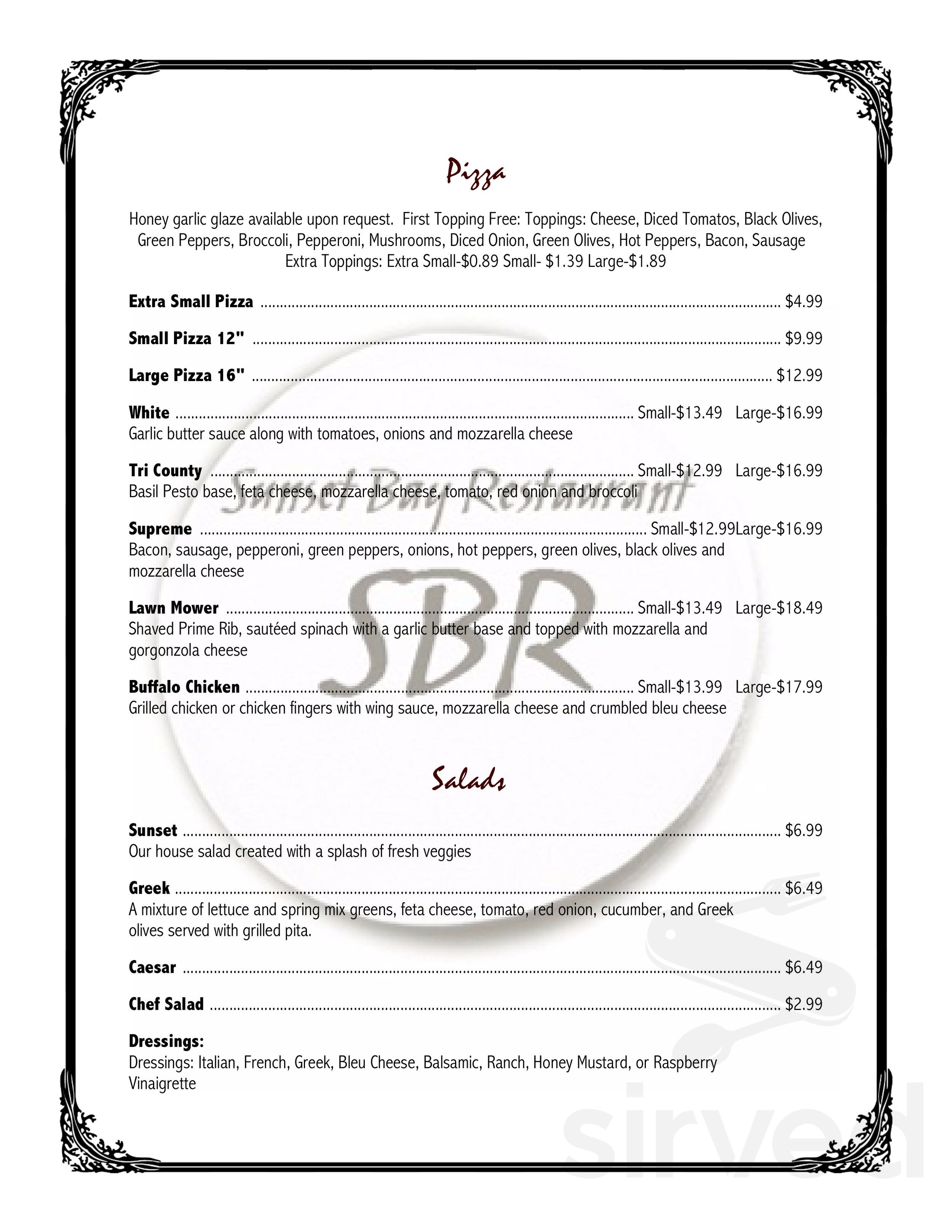 Sunset Bay Restaurant menus in Irving, New York, United States