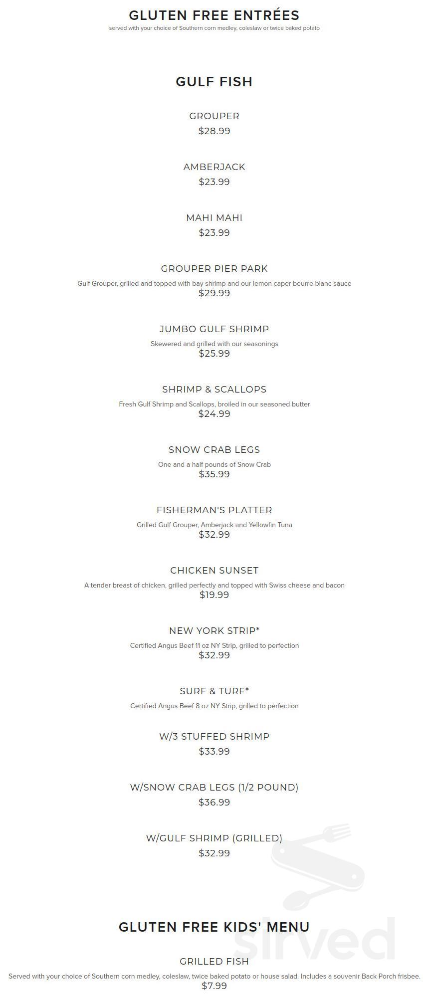 The Back Porch menus in Destin, Florida, United States