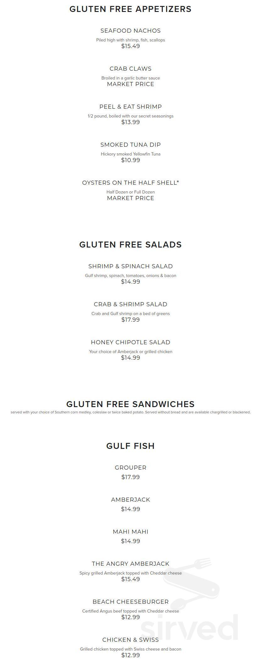 Menu for The Back Porch in Destin, FL | Sirved