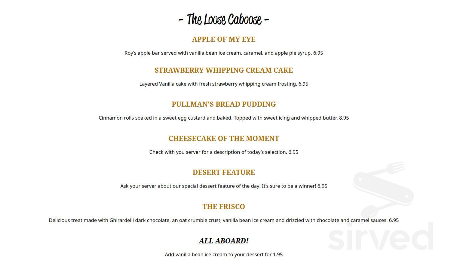 Copper Range Depot Family Restaurant menu in Houghton, Michigan, USA