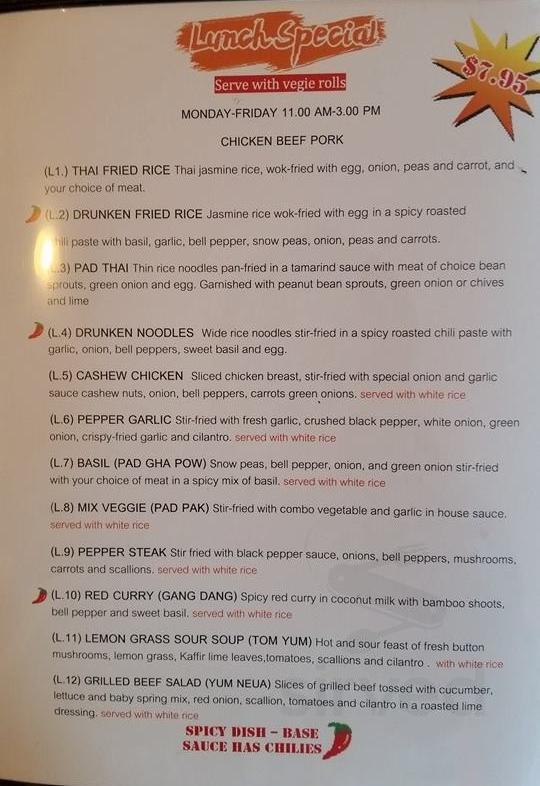 Menu - Destin FL's Thai Tanic Restaurant | Sirved