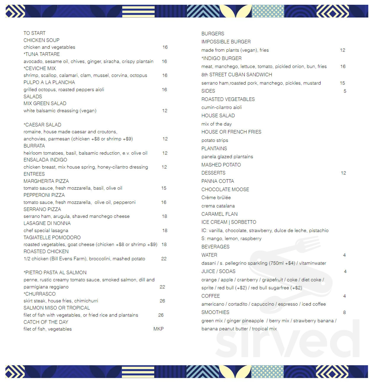 Mosaico Kitchen + Bar menus in Miami, Florida, United States