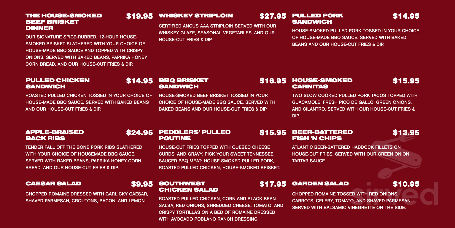 Menu - Rothesay NB's The Barrel's Head Gastropub | Sirved