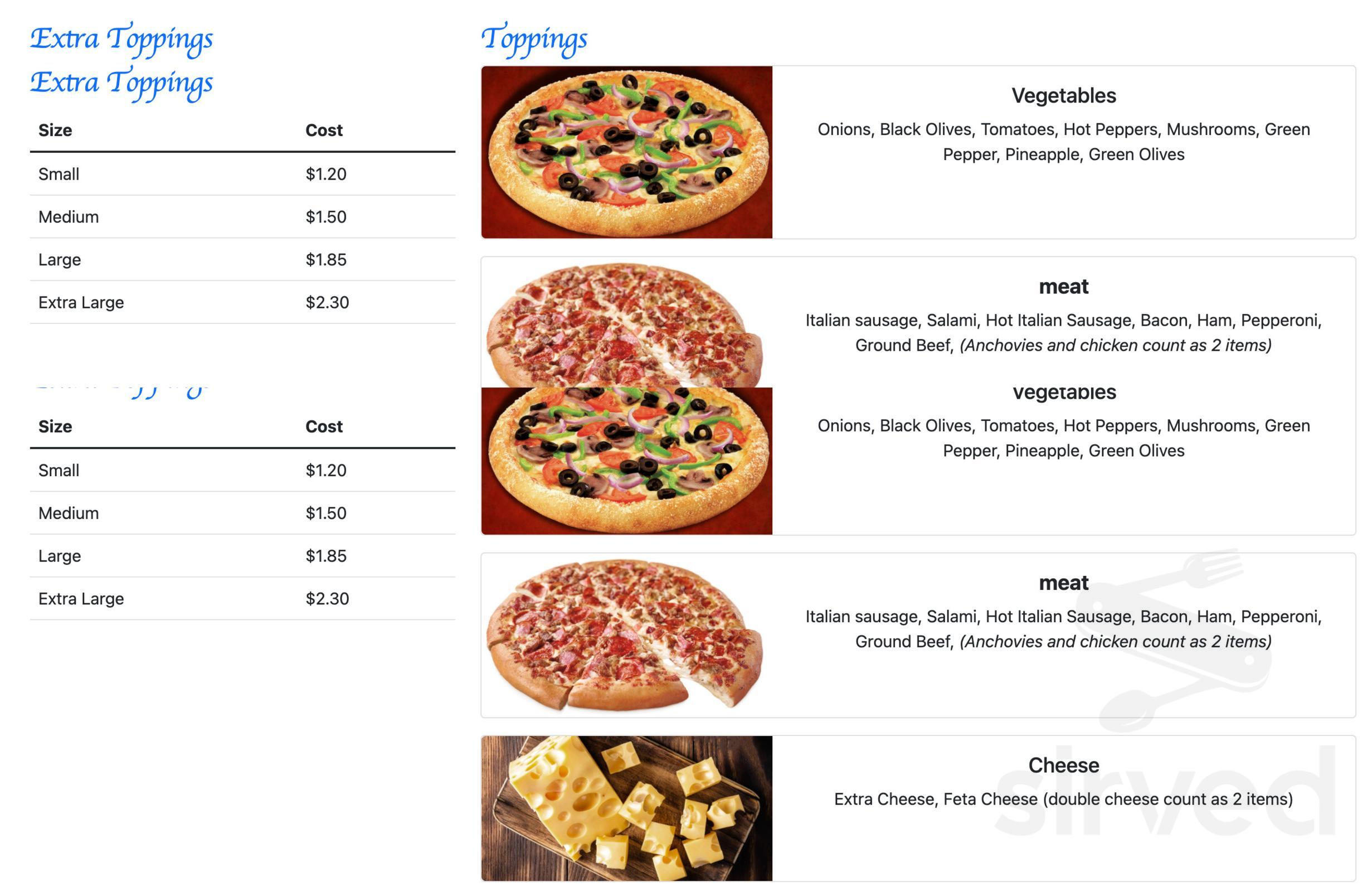 Menu for Marvellous 2 For 1 Pizza in London, ON | Sirved
