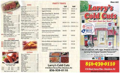 Larry's Cold Cuts menu in Glendora, New Jersey, USA