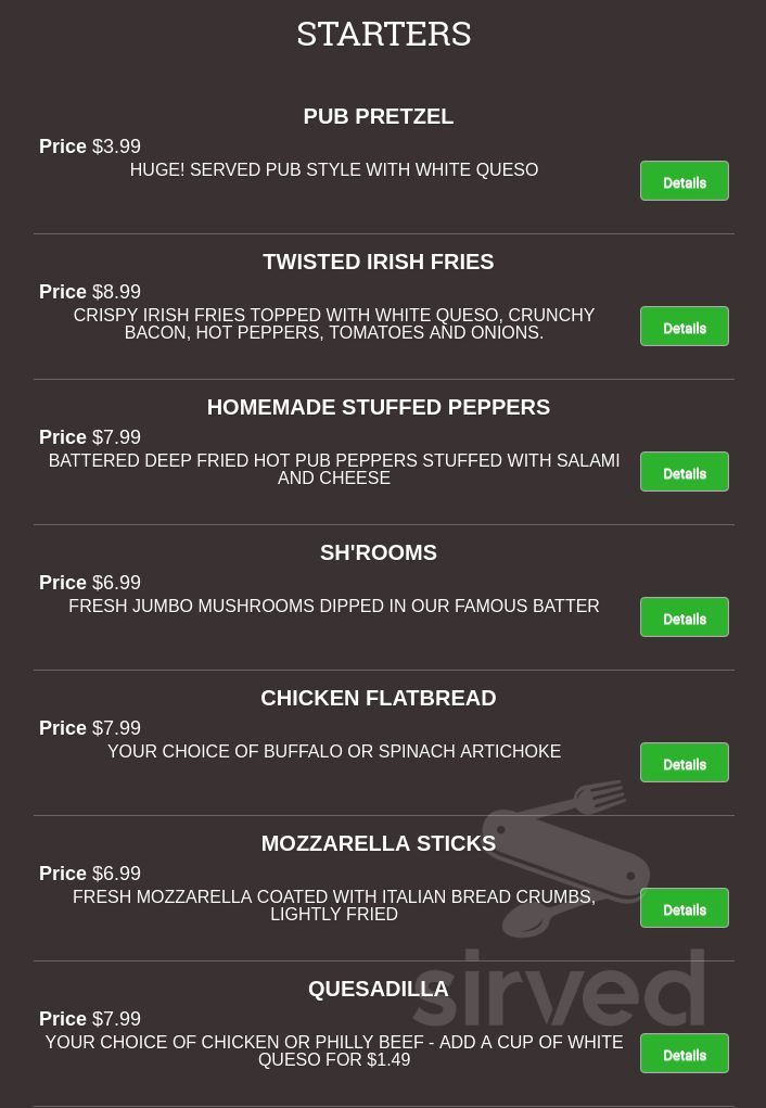 Harmon's Pub menus in Canton, Ohio, United States