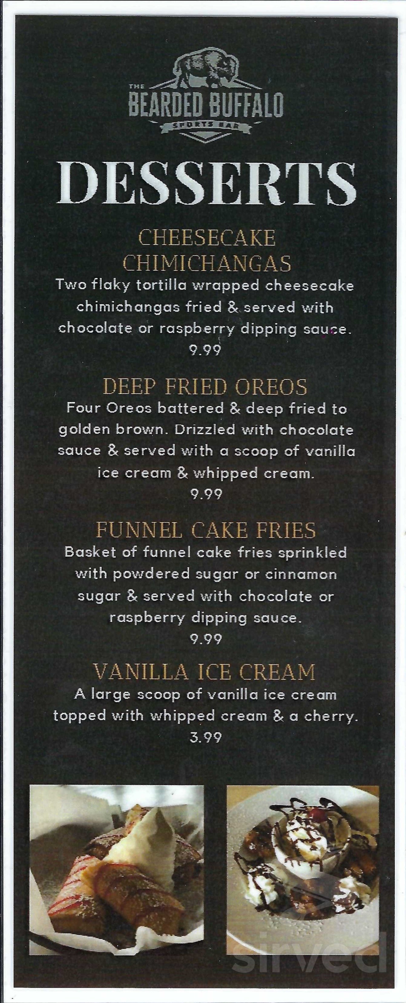 The Bearded Buffalo Sports Bar menu in Belmont, North Carolina, USA