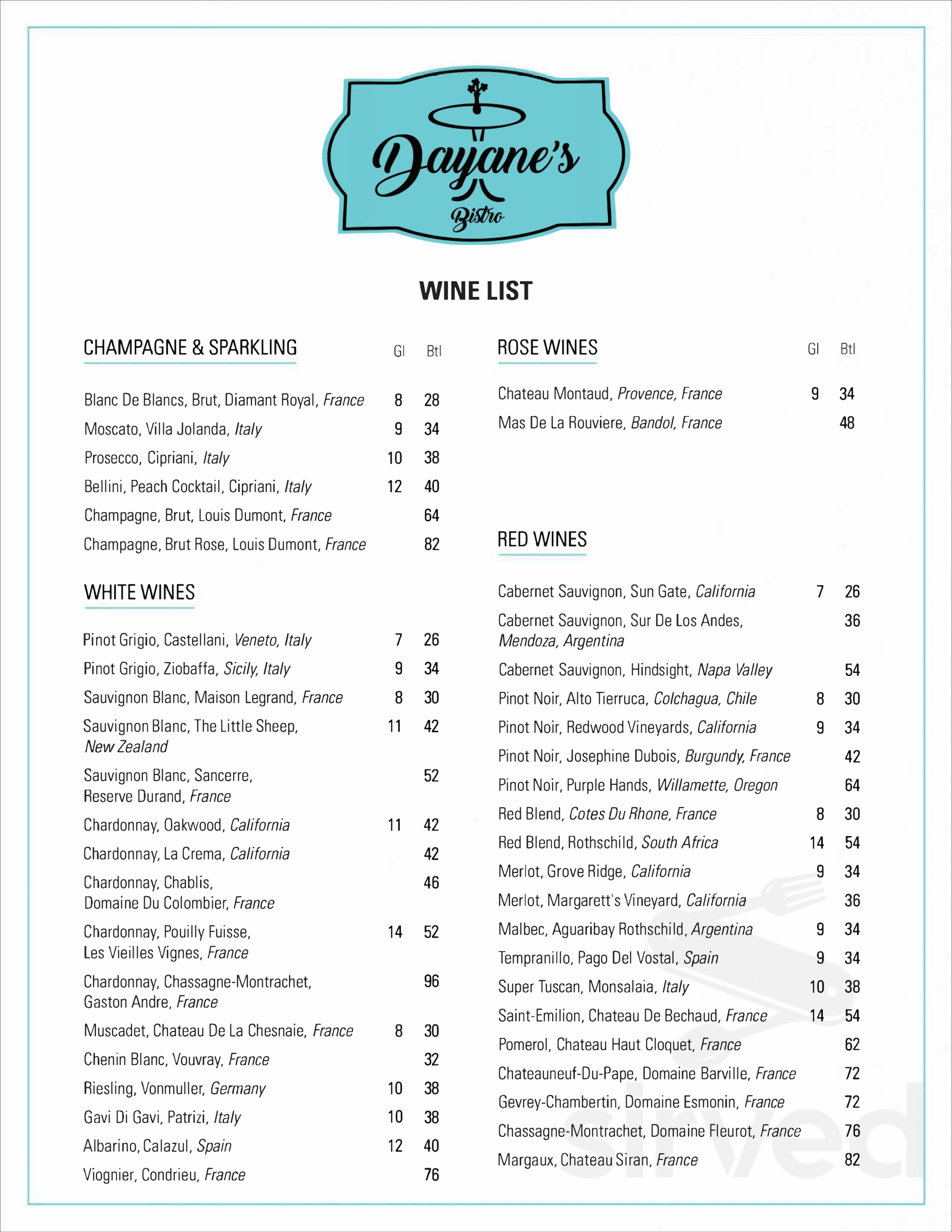 Vincent's Bistro French Bakery menu in Lake Worth, Florida, USA