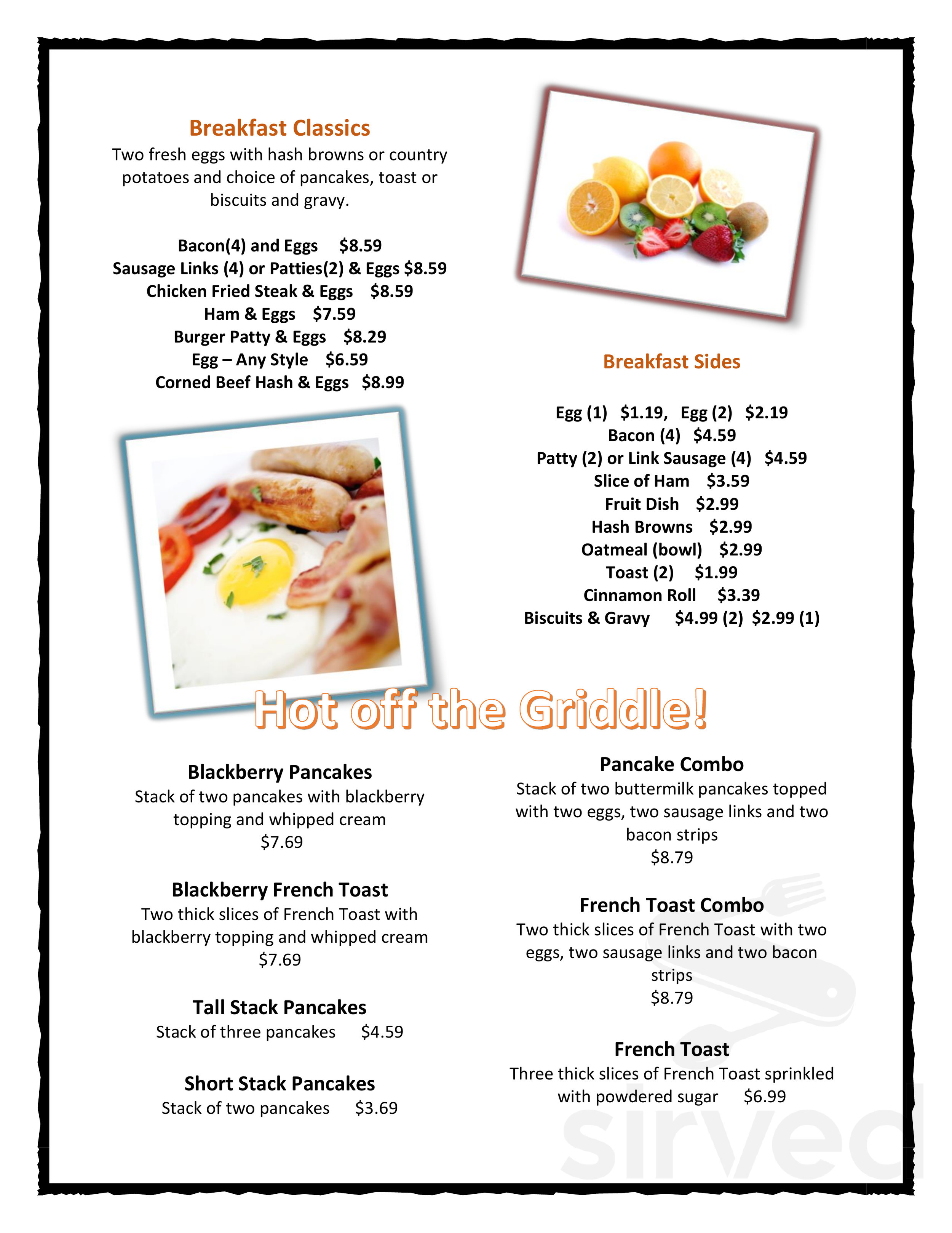 Menu - Burney CA's Blackberry Patch Restaurant | Sirved