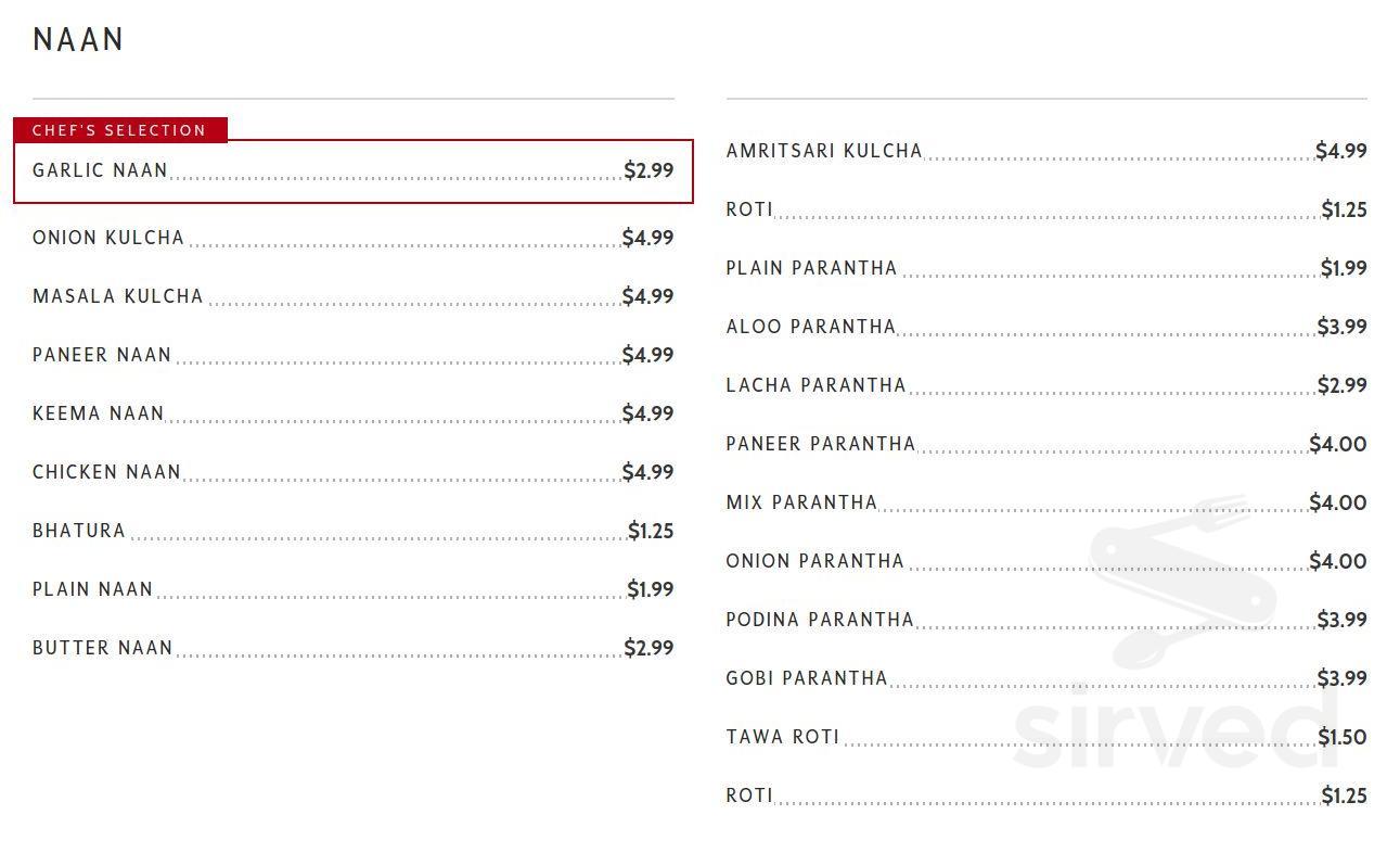 Sweet Palace menu in Brampton, Ontario, Canada