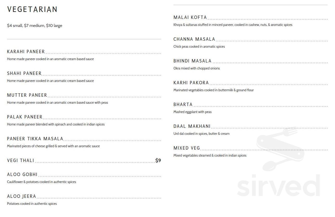 Sweet Palace menu in Brampton, Ontario, Canada