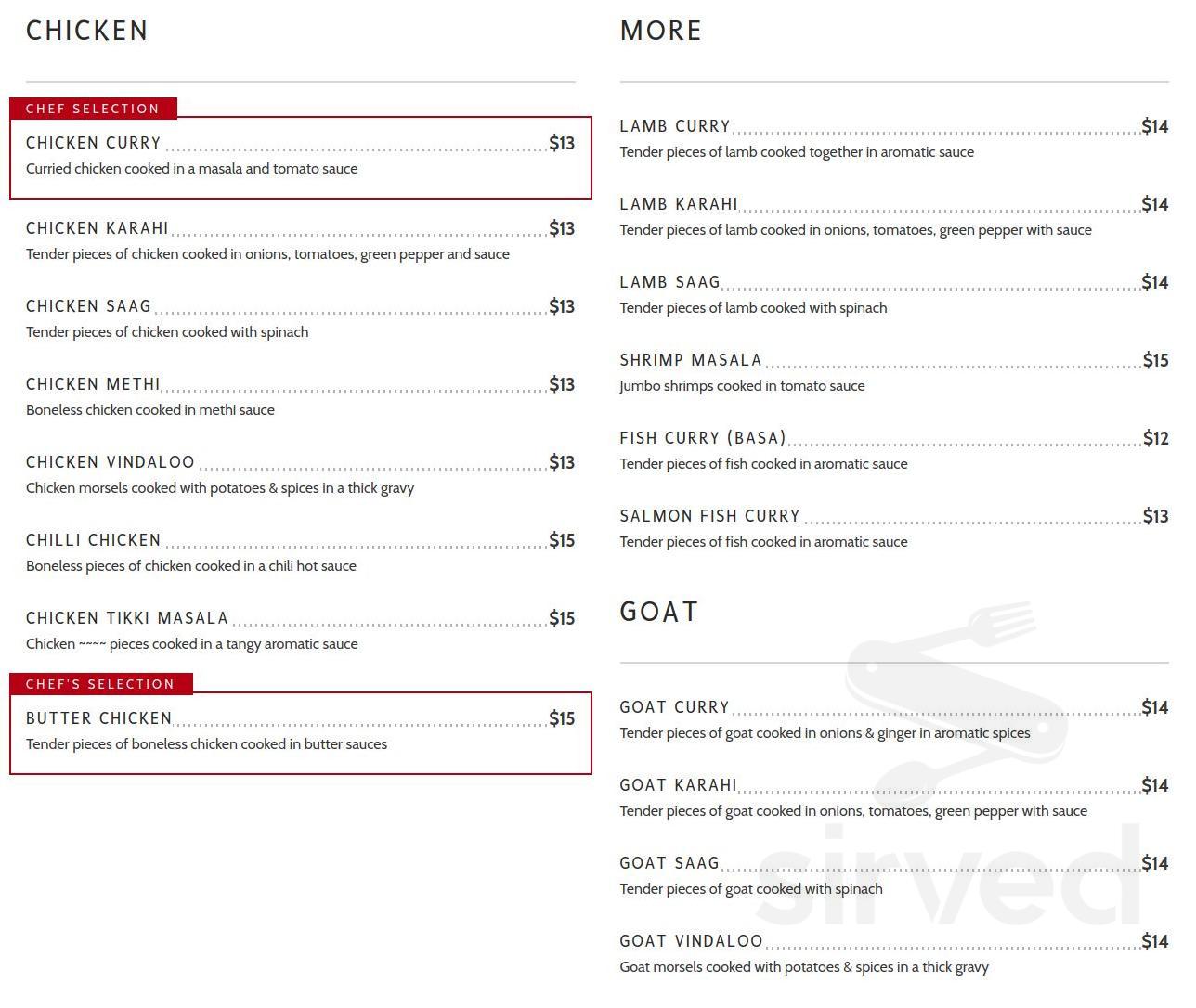 Sweet Palace menu in Brampton, Ontario, Canada