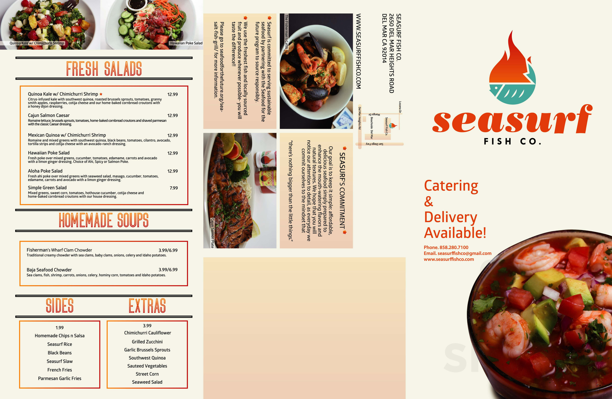 Seasurf menu in Del Mar, California, USA