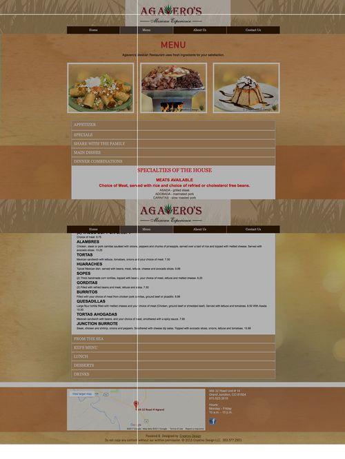Agavero's Mexican Experience menu in Grand Junction, Colorado, USA