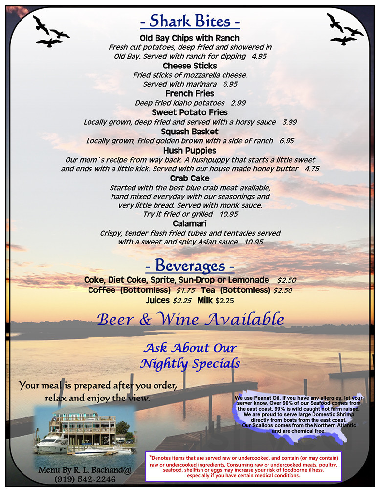 Inlet View Bar & Grill menu in Shallotte, North Carolina, USA