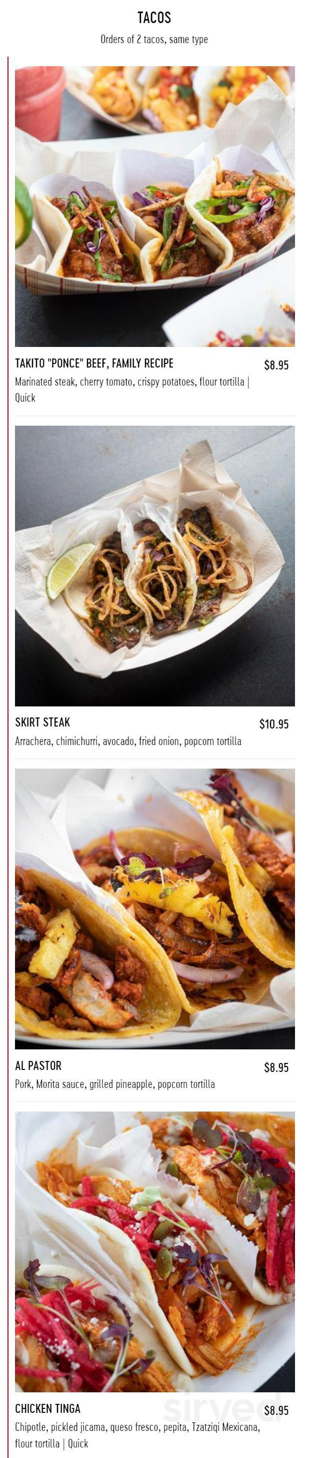 Menu - Chicago IL's Takito Street Lincoln Park | Sirved