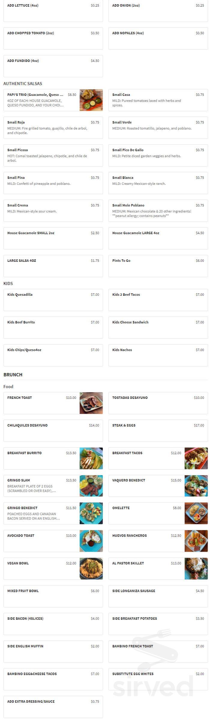 Papi's Tacos Towson menu in Towson, Maryland, USA