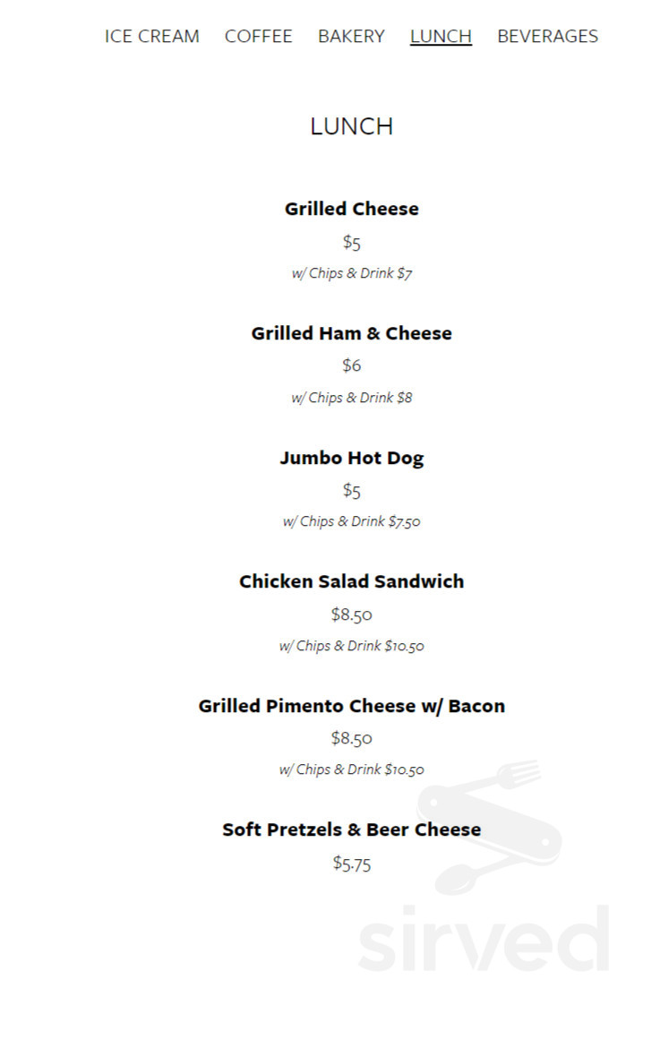 Menu - Pleasant View TN's Golly G's Coffee, Ice Cream & Sweets | Sirved