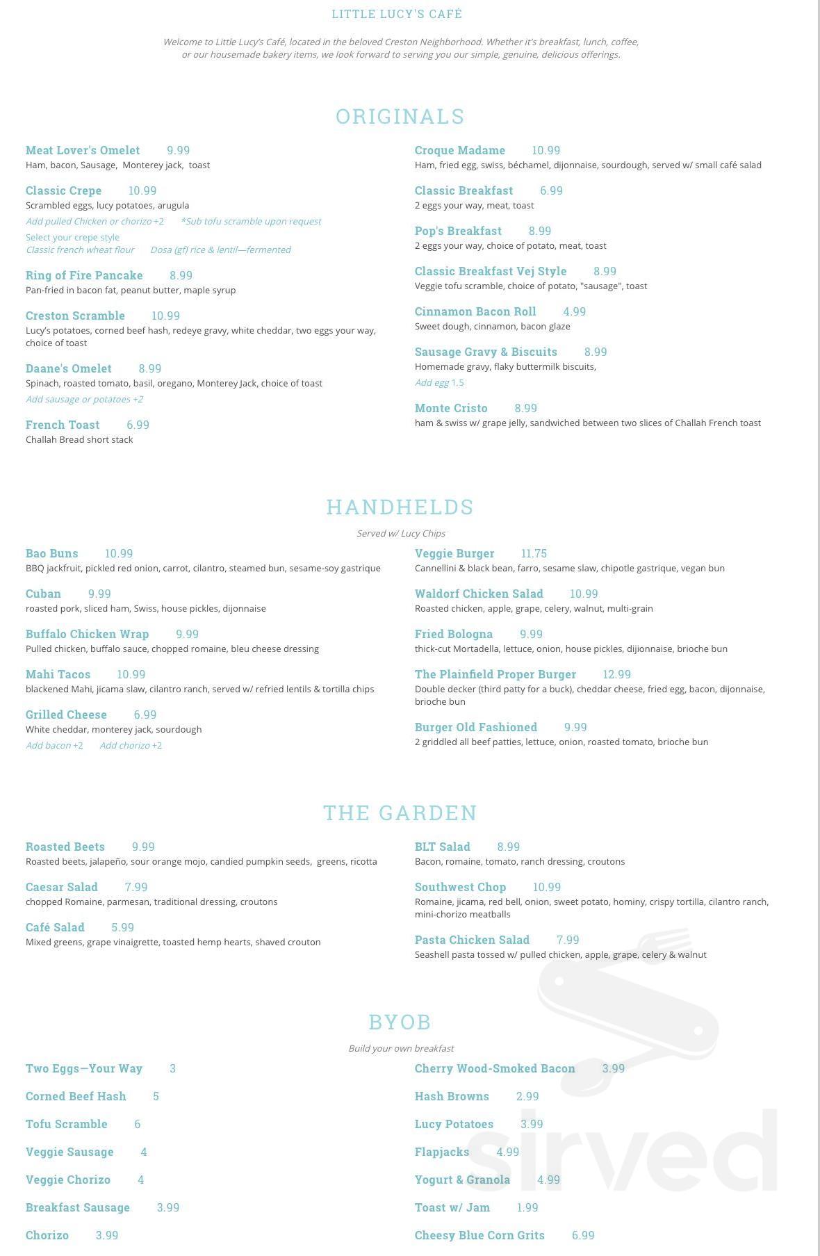 Menu for Lucy's in Grand Rapids, MI | Sirved