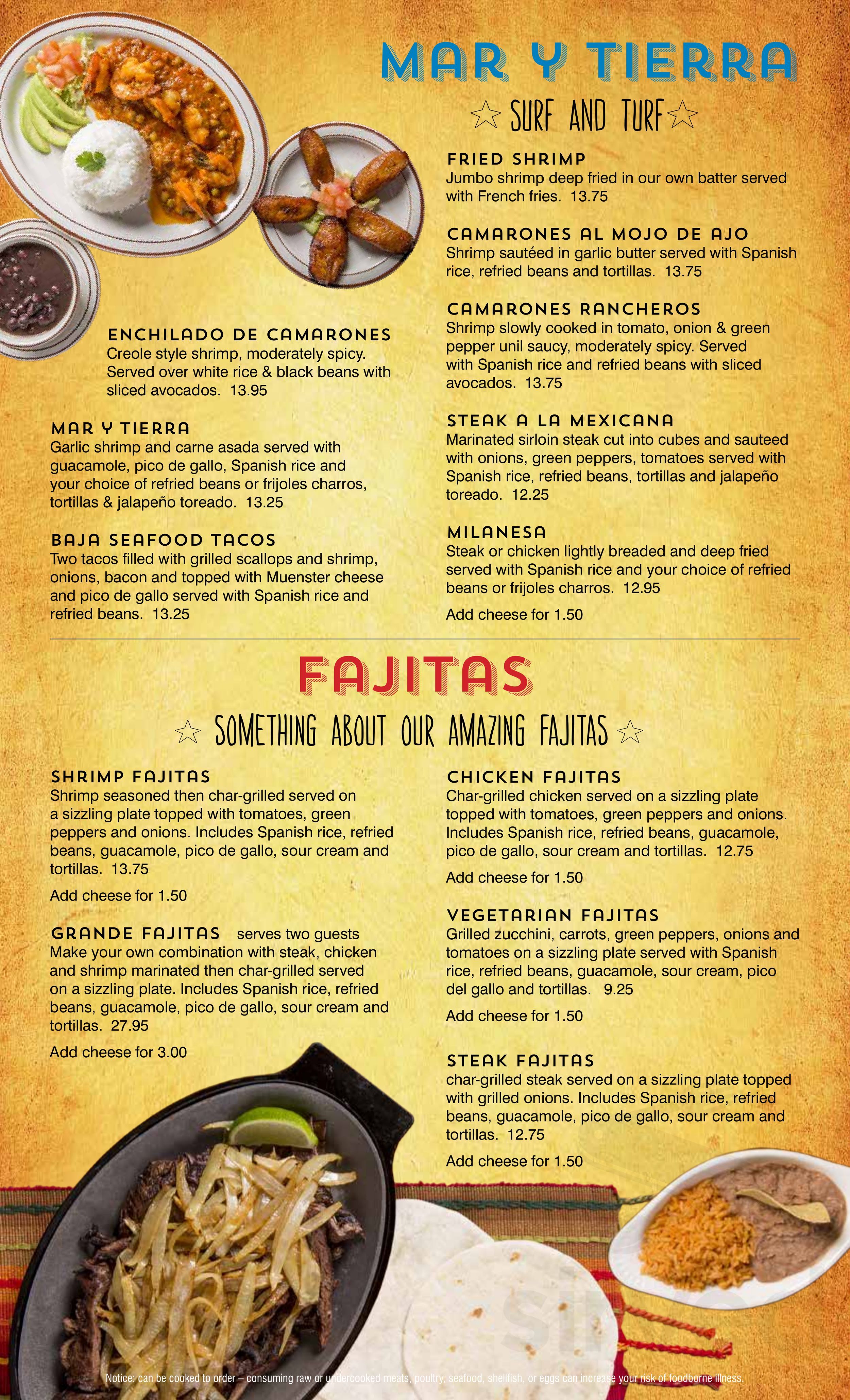 Armando's menu in Detroit, Michigan, USA