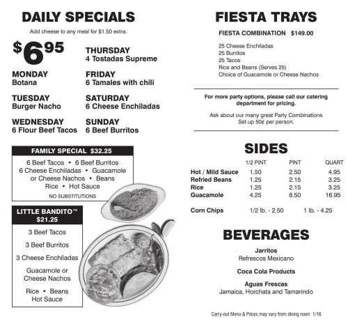 Armando's menu in Detroit, Michigan, USA