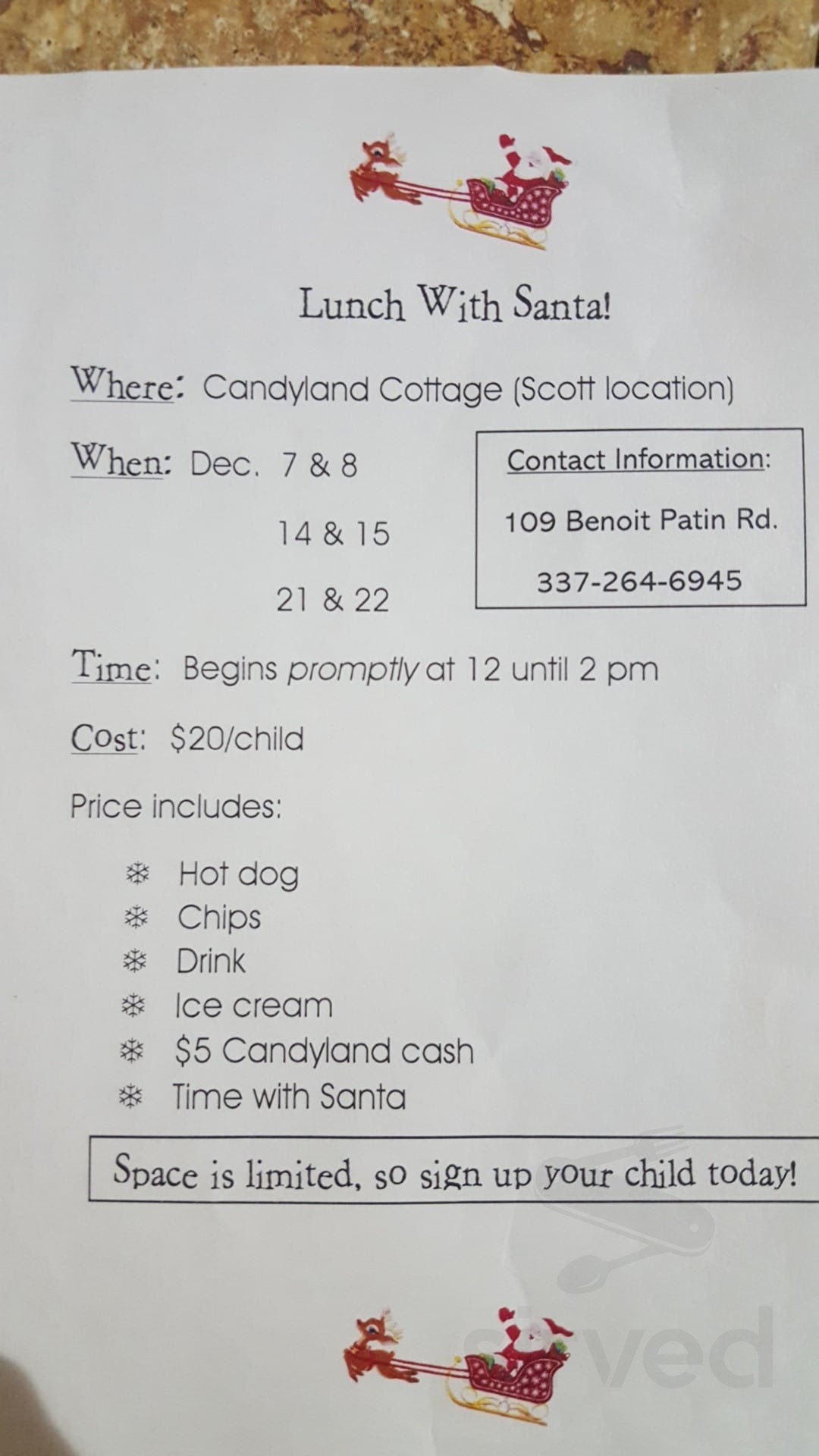 Menu - Scott LA's Candyland Cottage & Ice Cream Shoppe | Sirved