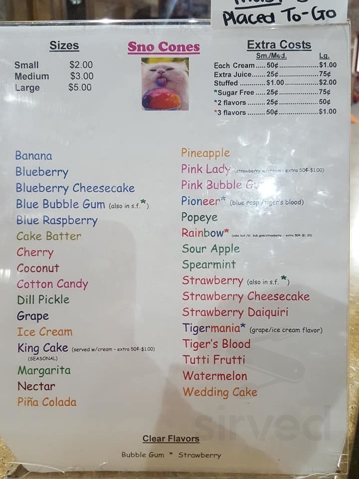 Menu - Scott LA's Candyland Cottage & Ice Cream Shoppe | Sirved