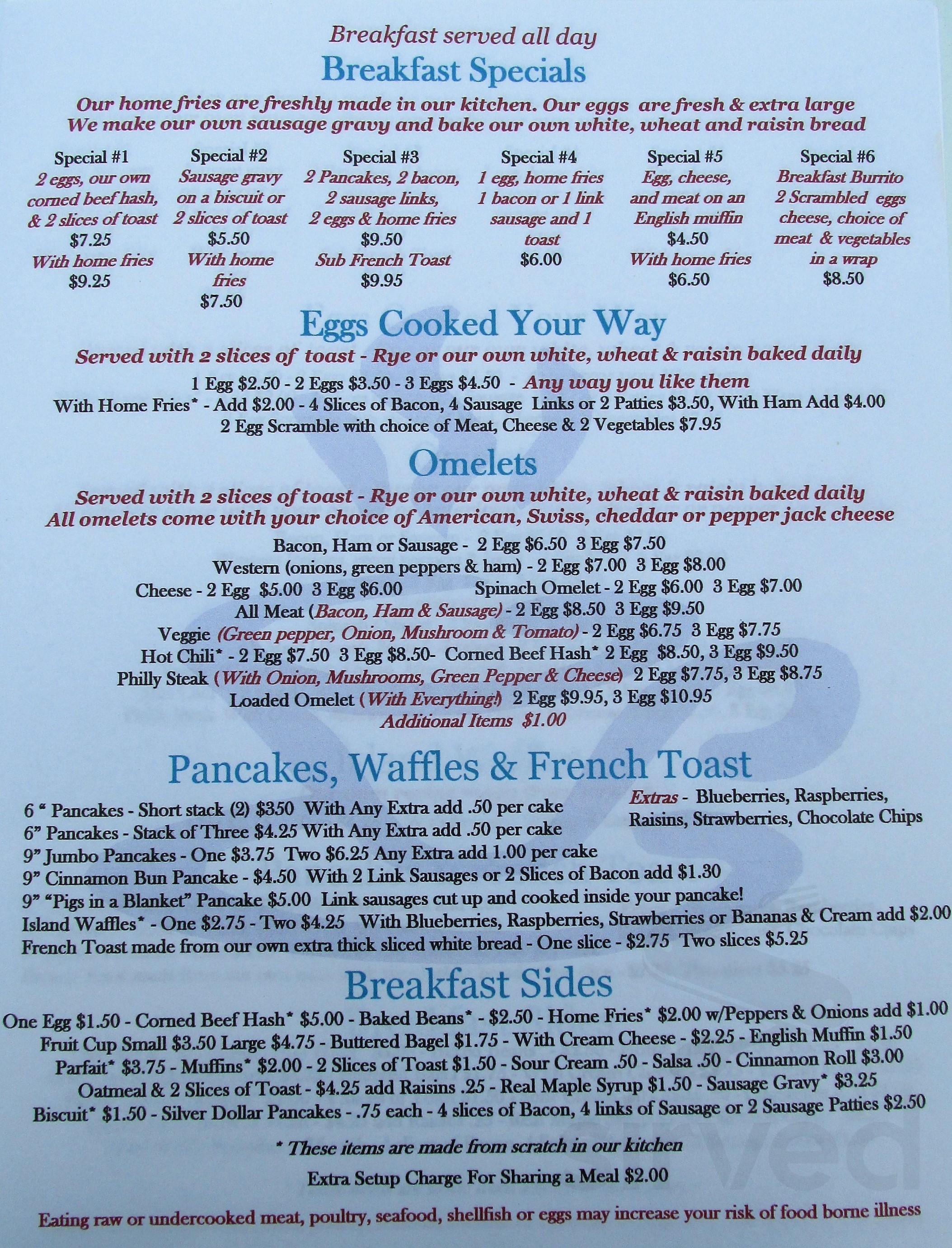 Island Rise and Shine Restaurant menus in Verona Island, Maine, United ...