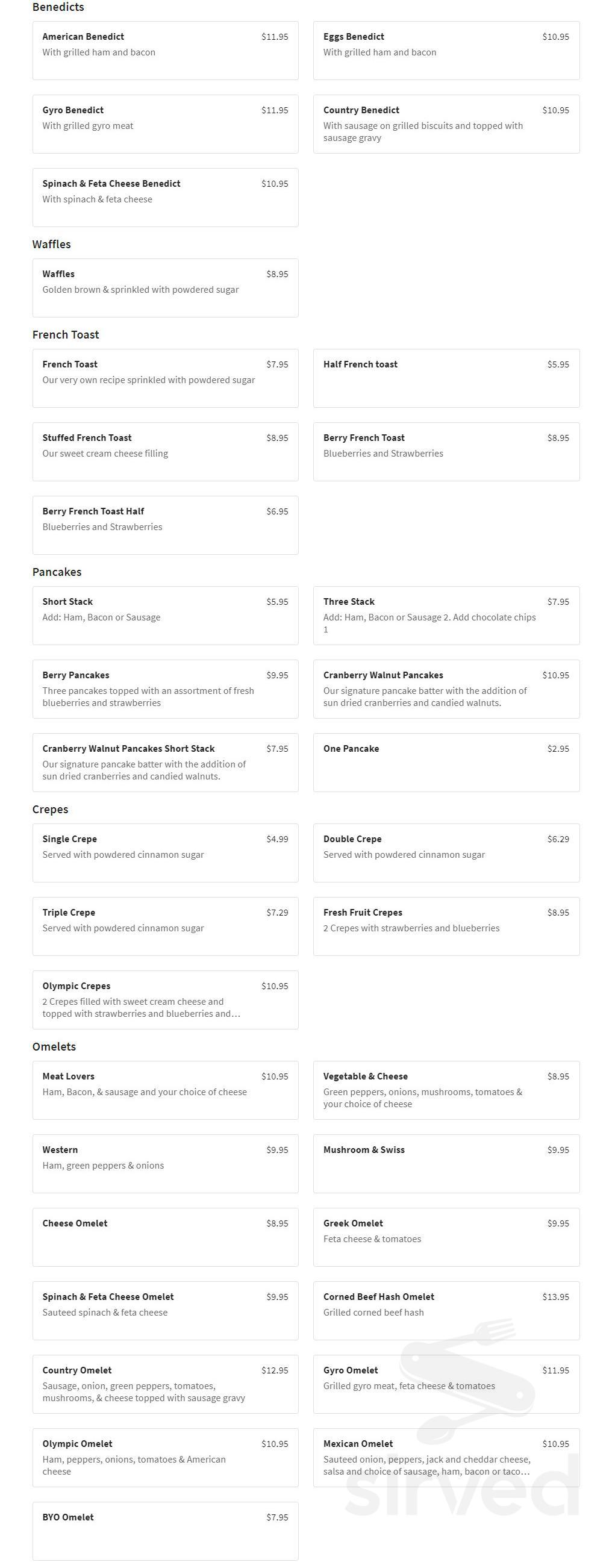 Spiro's Taverna menu in Palm City, Florida, USA