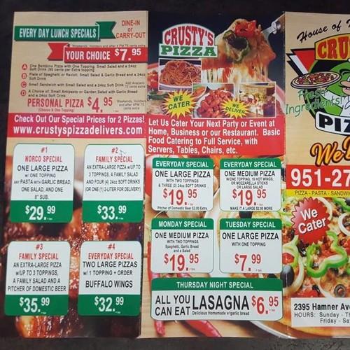 Crusty's Pizza menu in Norco, California, USA