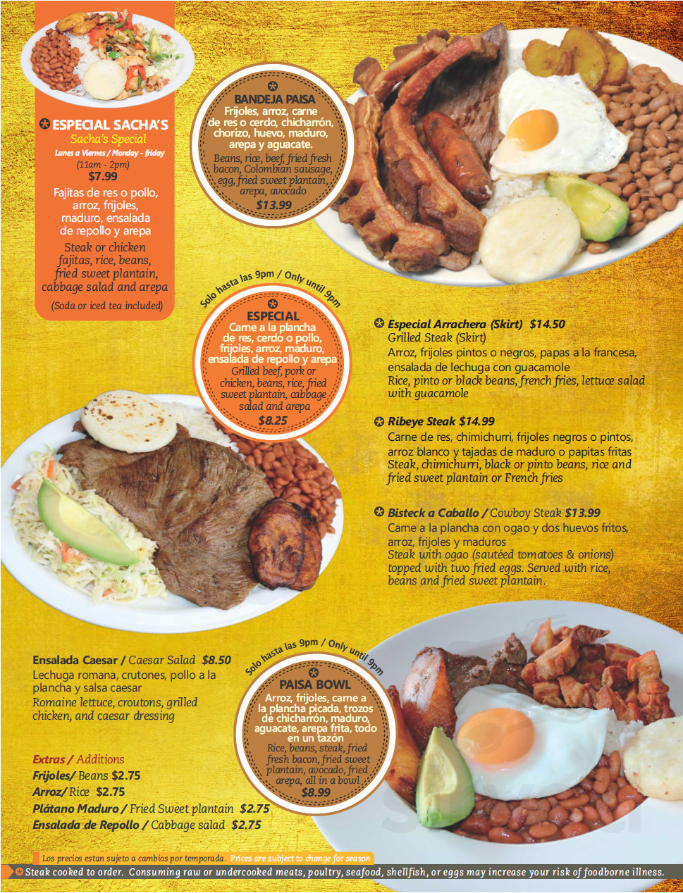 Sacha's Cafe menu in Greenville, South Carolina, USA