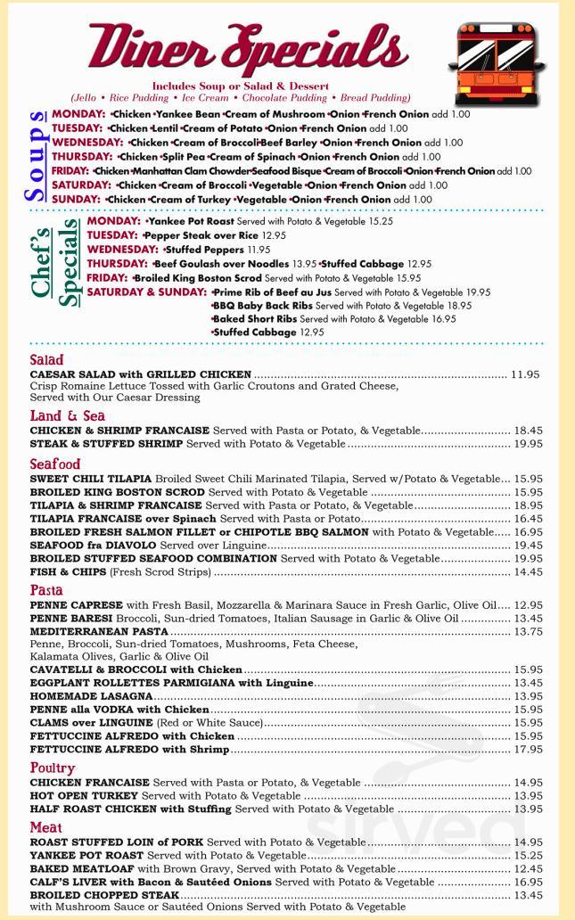 Bus Stop Diner menu in Carteret, New Jersey, USA