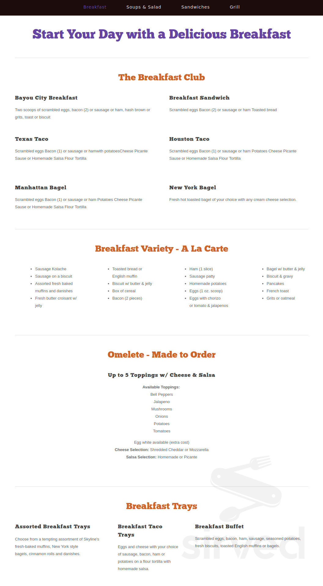 Skyline Deli menus in Houston, Texas, United States