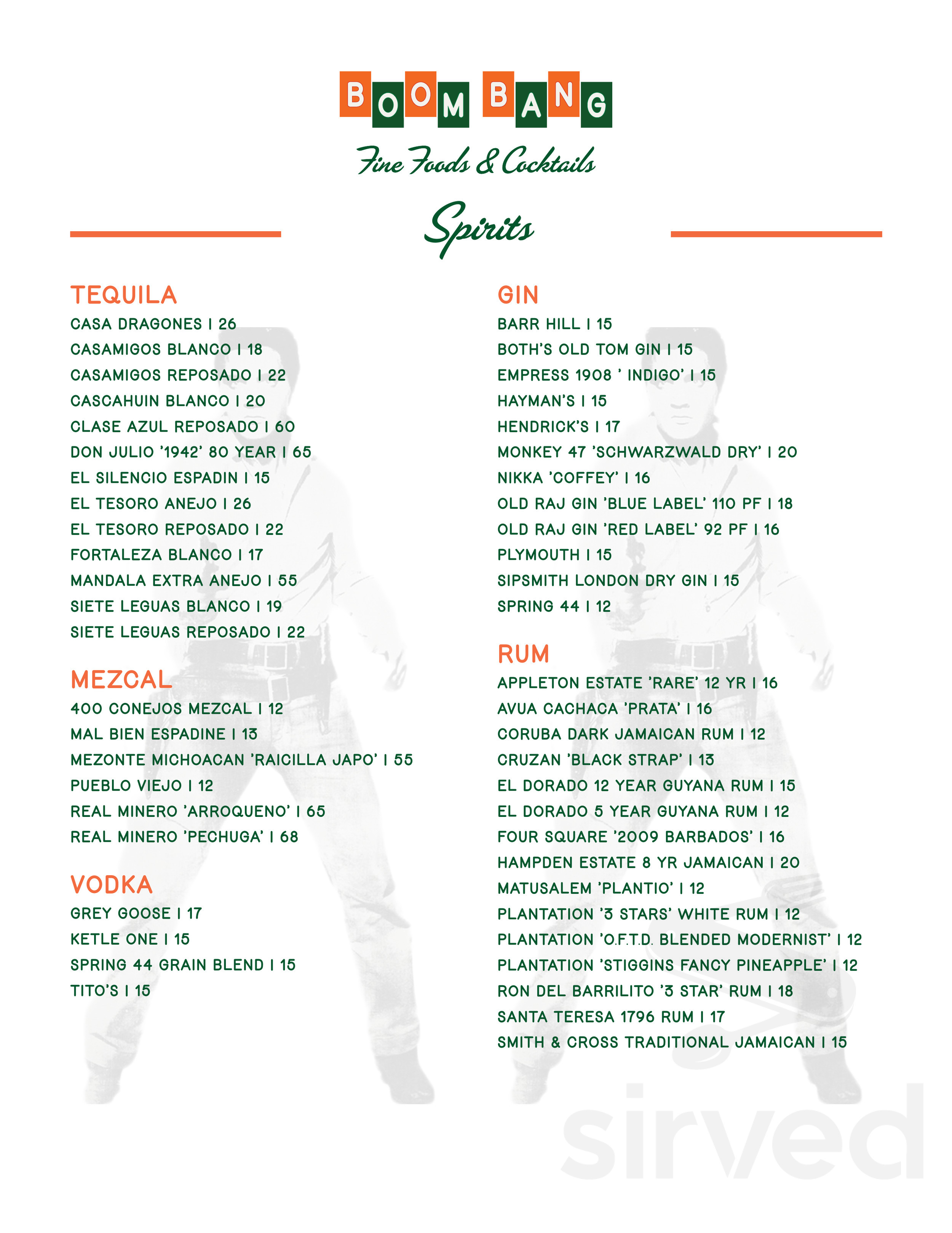 Boom Bang Fine Foods & Cocktails menu in Henderson, Nevada, USA