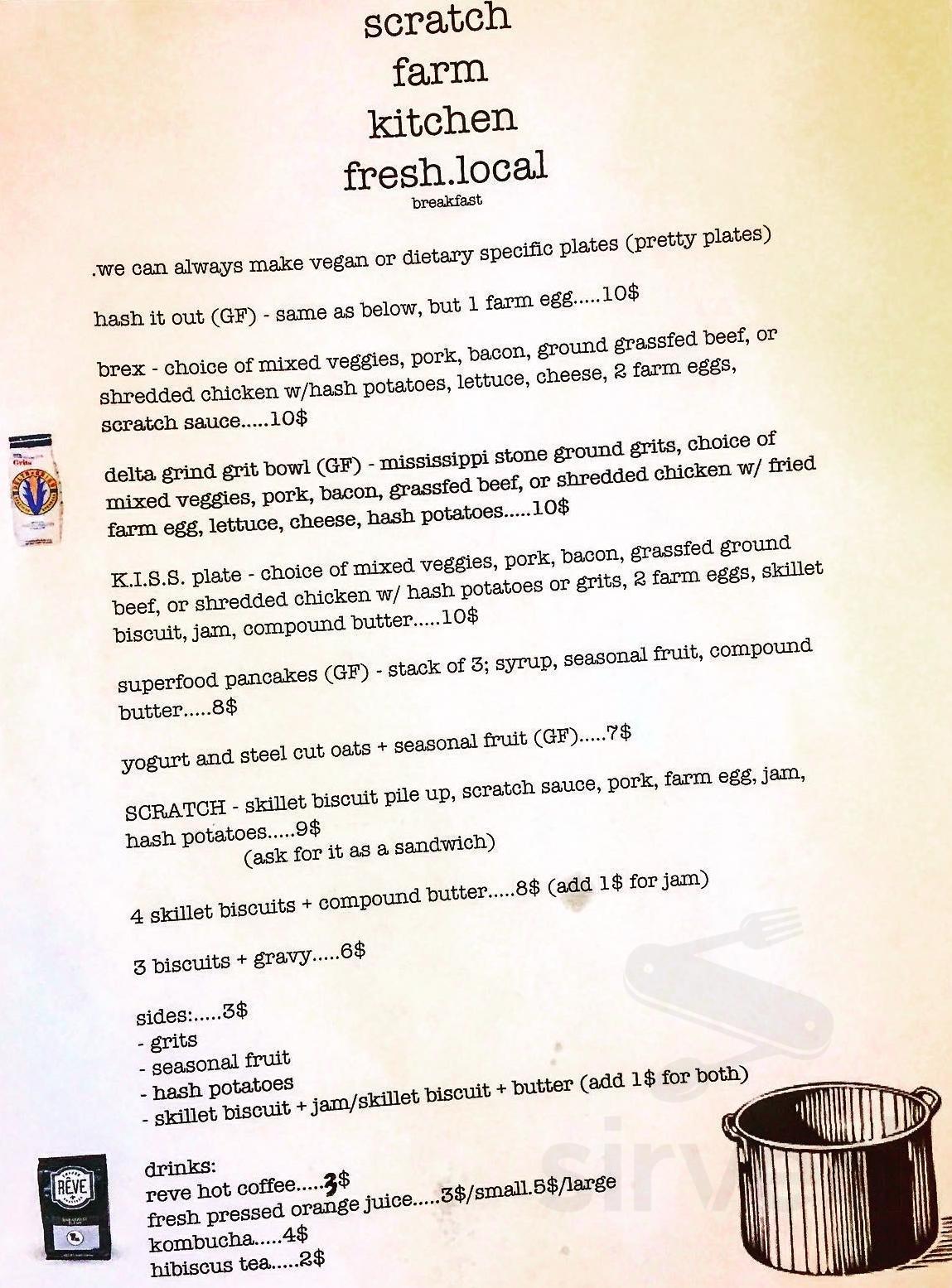 Scratch Farm Kitchen menus in Lafayette, Louisiana, United States